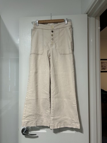 NANCY BIRD Beige Button Front High Rise Wide Leg Straight Pants Size 10 ...