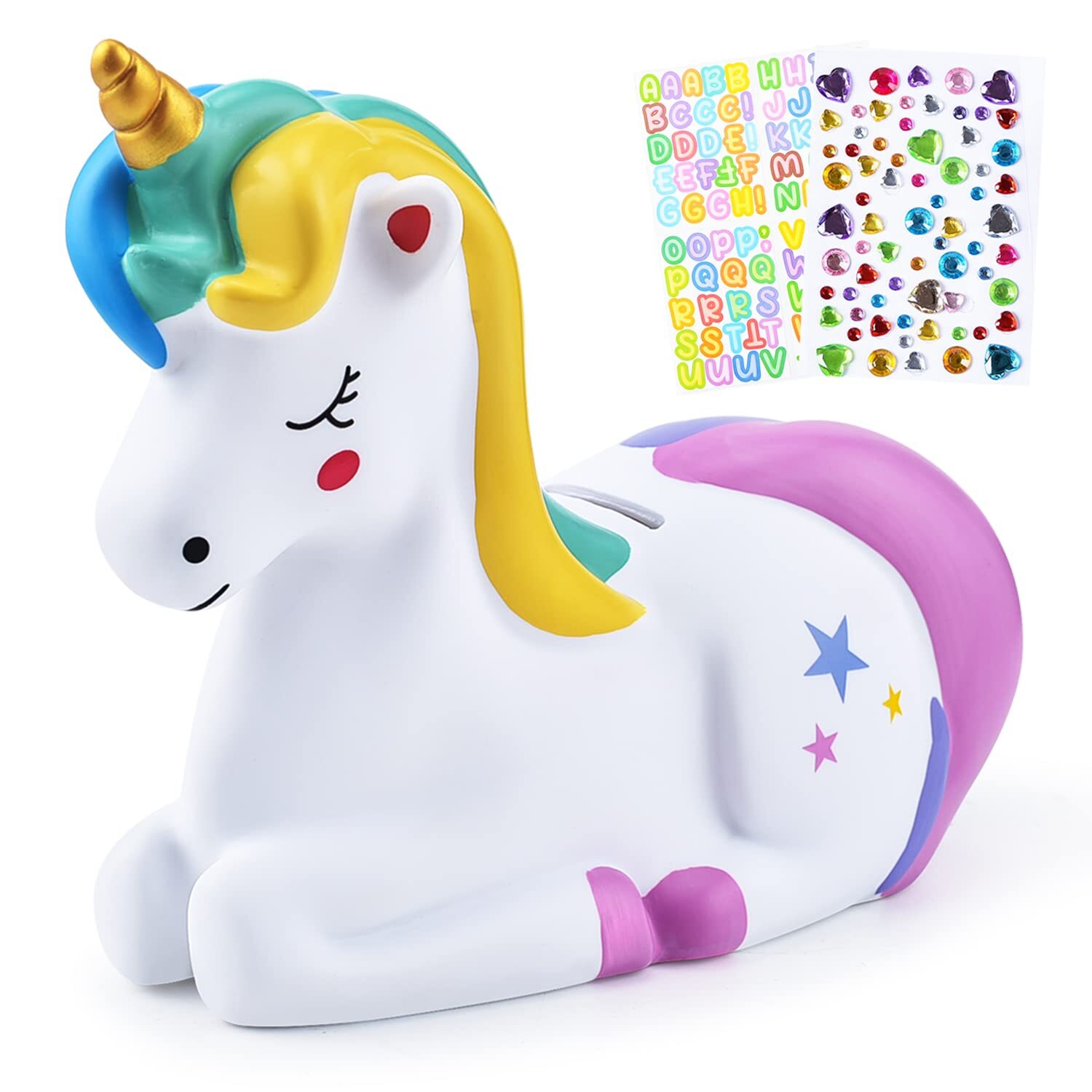 Piggy Bank Girls Unicorn Banks Unbreakable Plastic Coin Rainbow | eBay