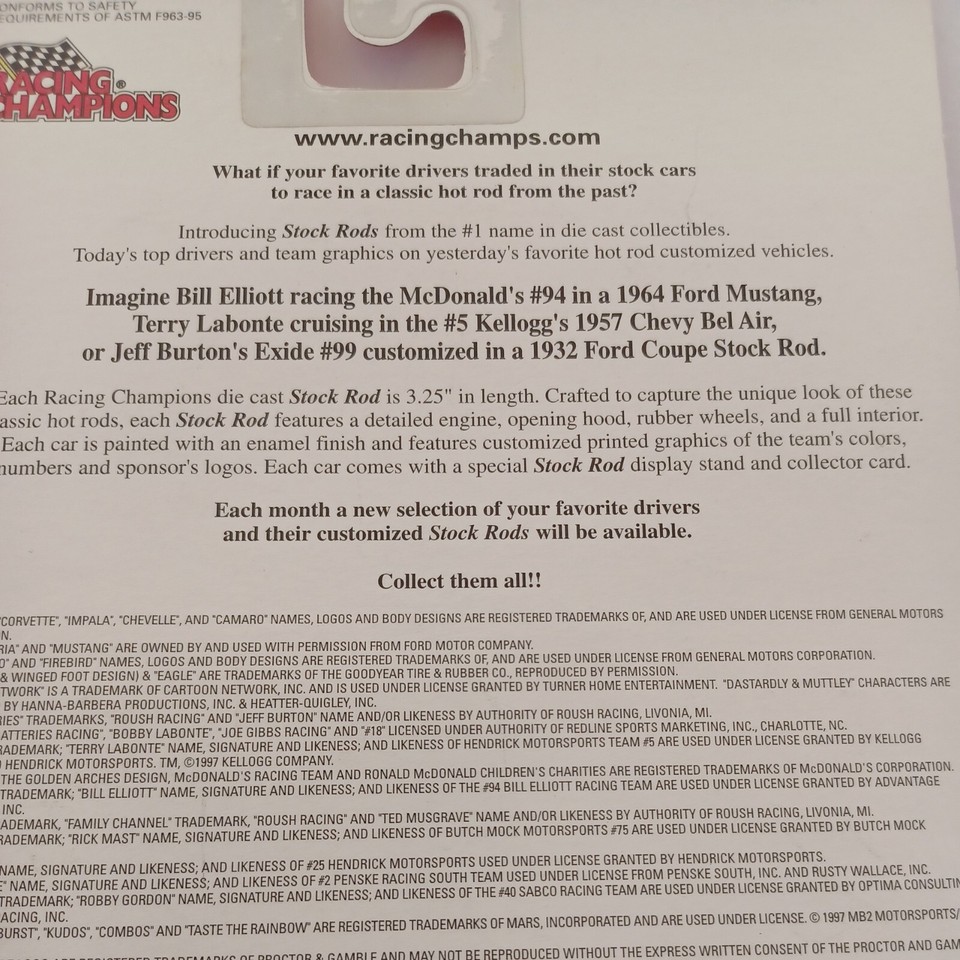 1997 Racing Champions NASCAR Stock Rods #2 Rusty Wallace 1:64 Die Cast ...