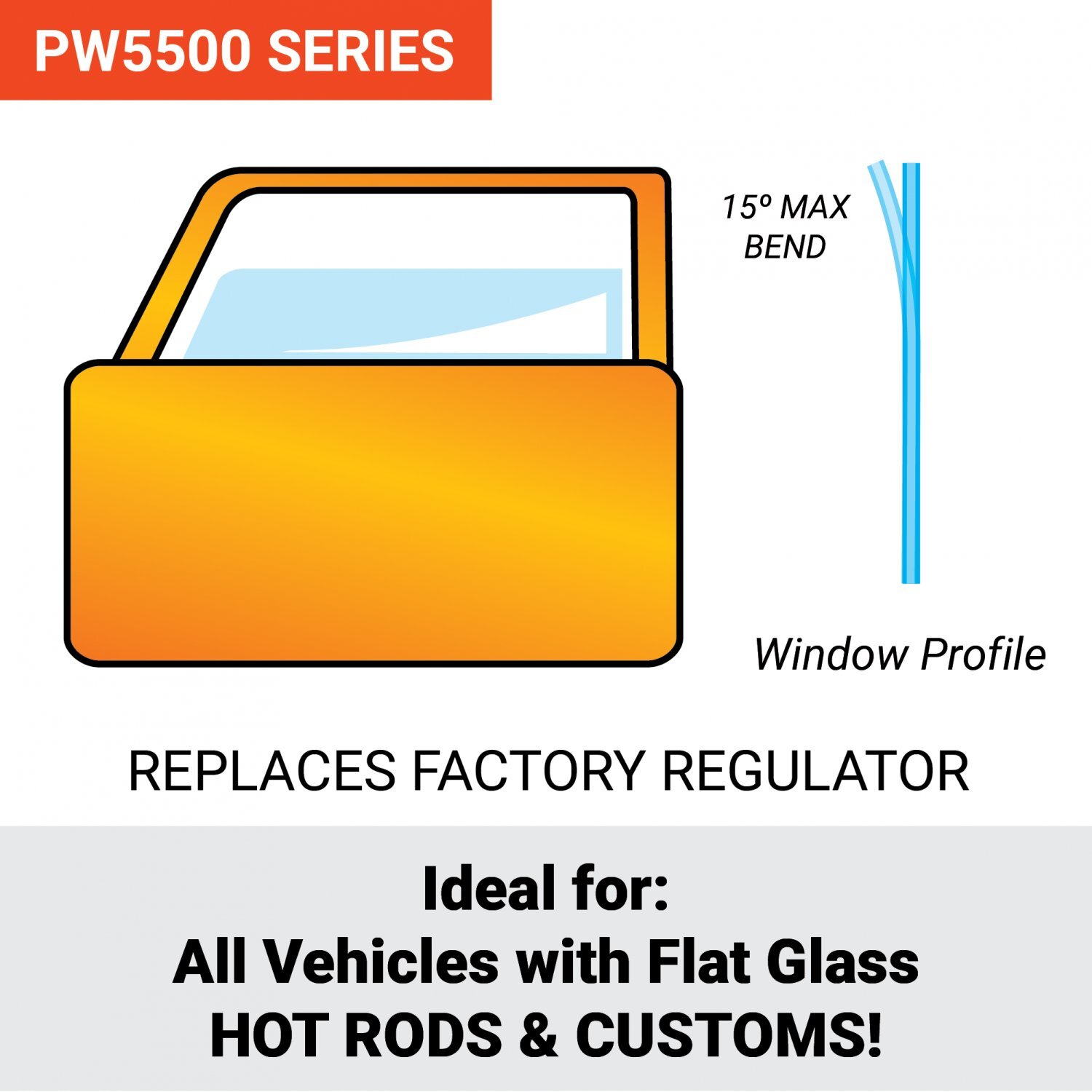 Flat Glass Power Window Conversion Kit for 1930 Model A Victoria ...