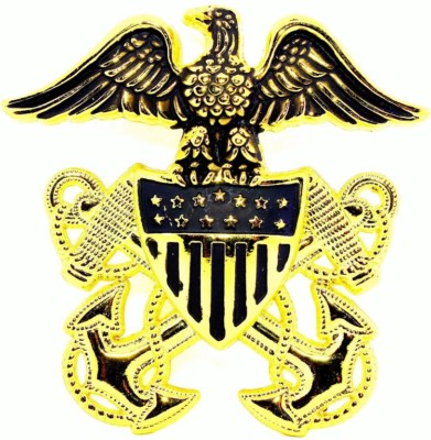 US Navy Officer Cap Badge Pin 2-1/2" Metal Captain Admiral Hat all GOLD ...