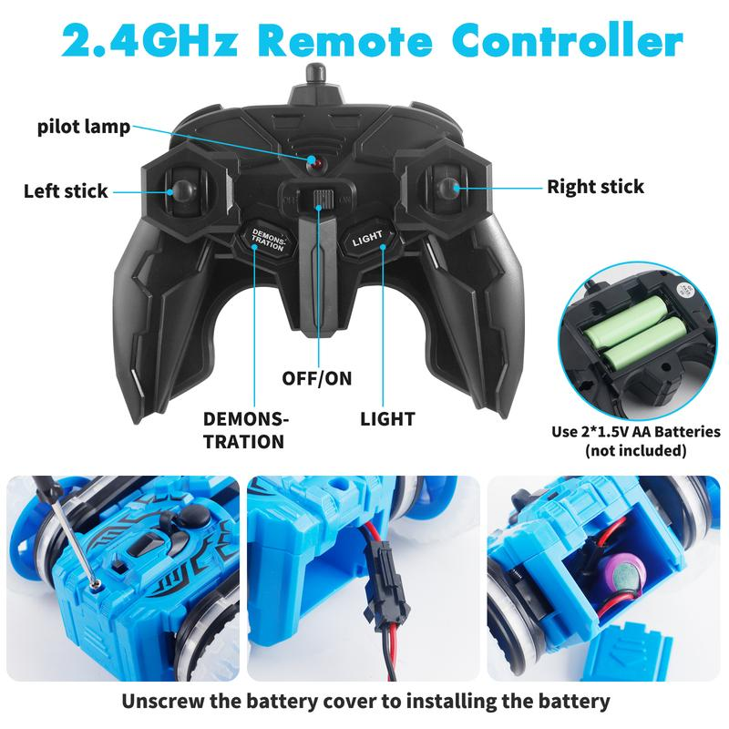 Remote Control Stunt Car - 4WD 360° Rotation Double-Sided Flipping and ...