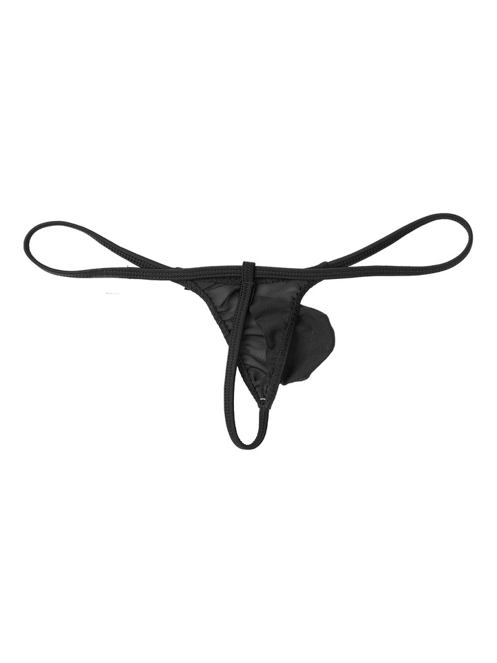 Men's See Through Bulge Pouch T-Back G-string Mesh Sheer Low Rise Micro ...