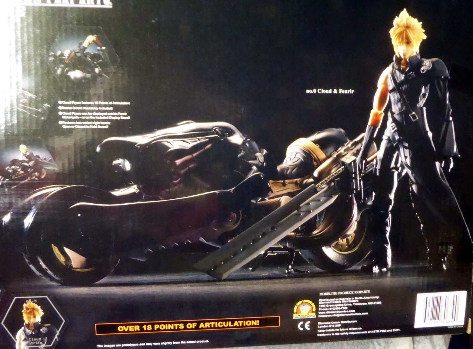 Cloud Strife Action Figure + Fenrir Motorcycle Set New Final Fantasy 7 ...