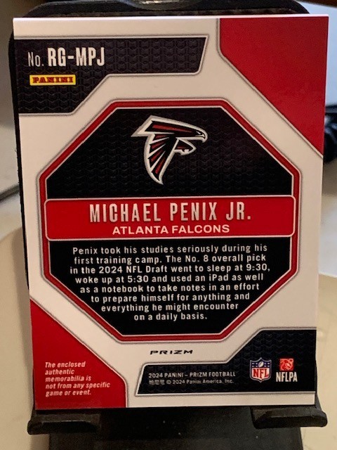 2024 Panini Rookie Gear Michael Penix Jr. #RG-MPJ Neon Green Pulsar ...