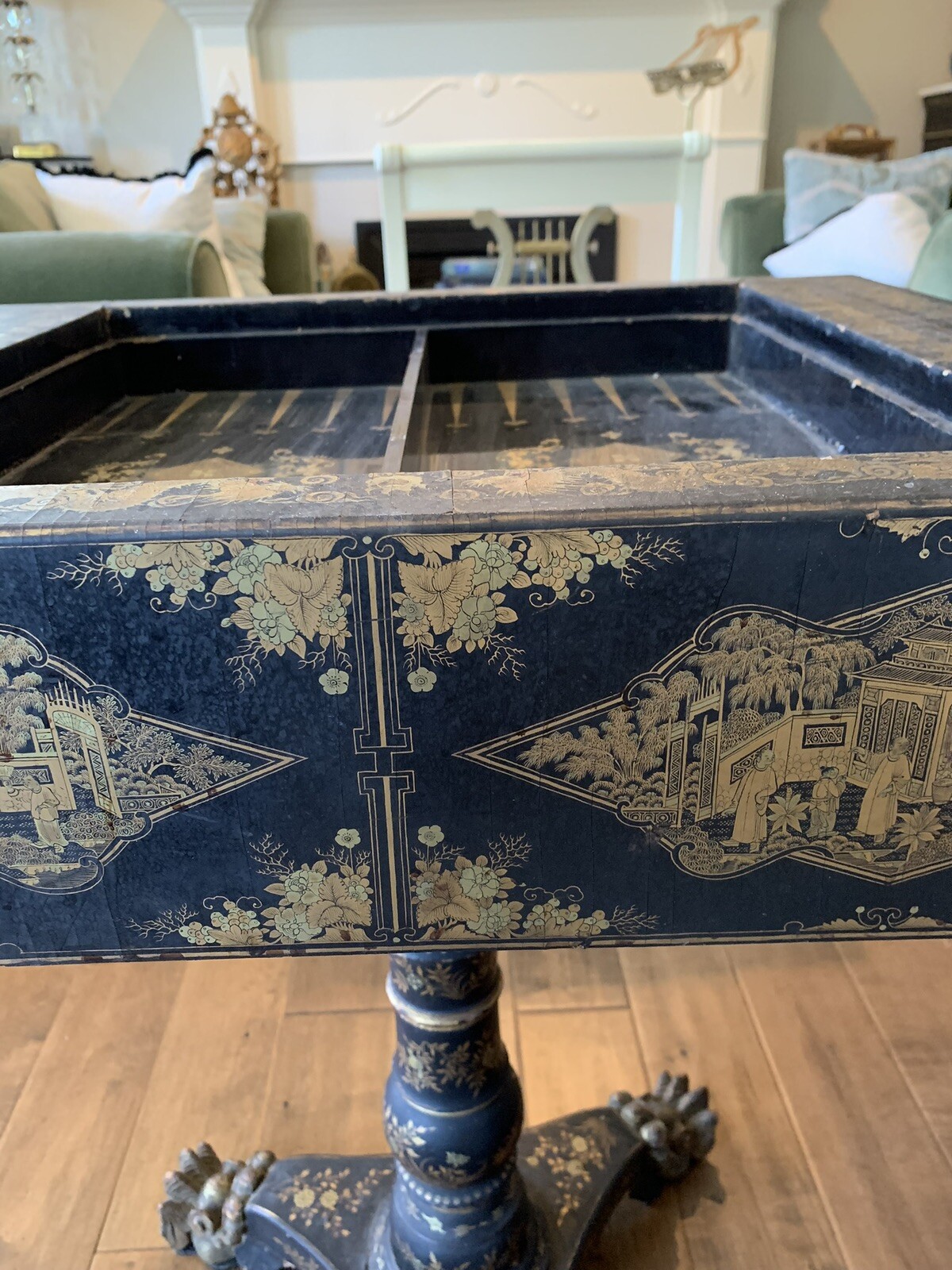 ANTIQUE 19th CENTURY QING CHINESE GILT BLACK LACQUER EXPORT GAME TABLE ...