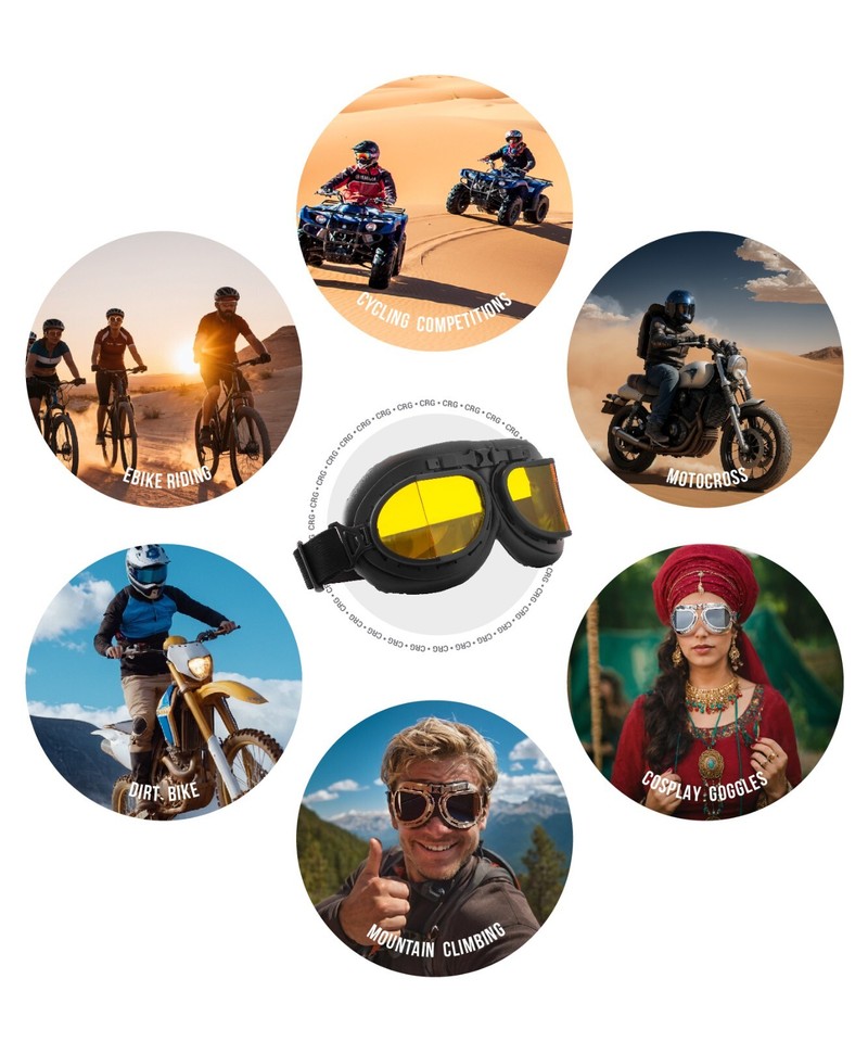 New CRG Vintage Bike Aviator Pilot Motorcycle Cruiser Scooter Goggles ...