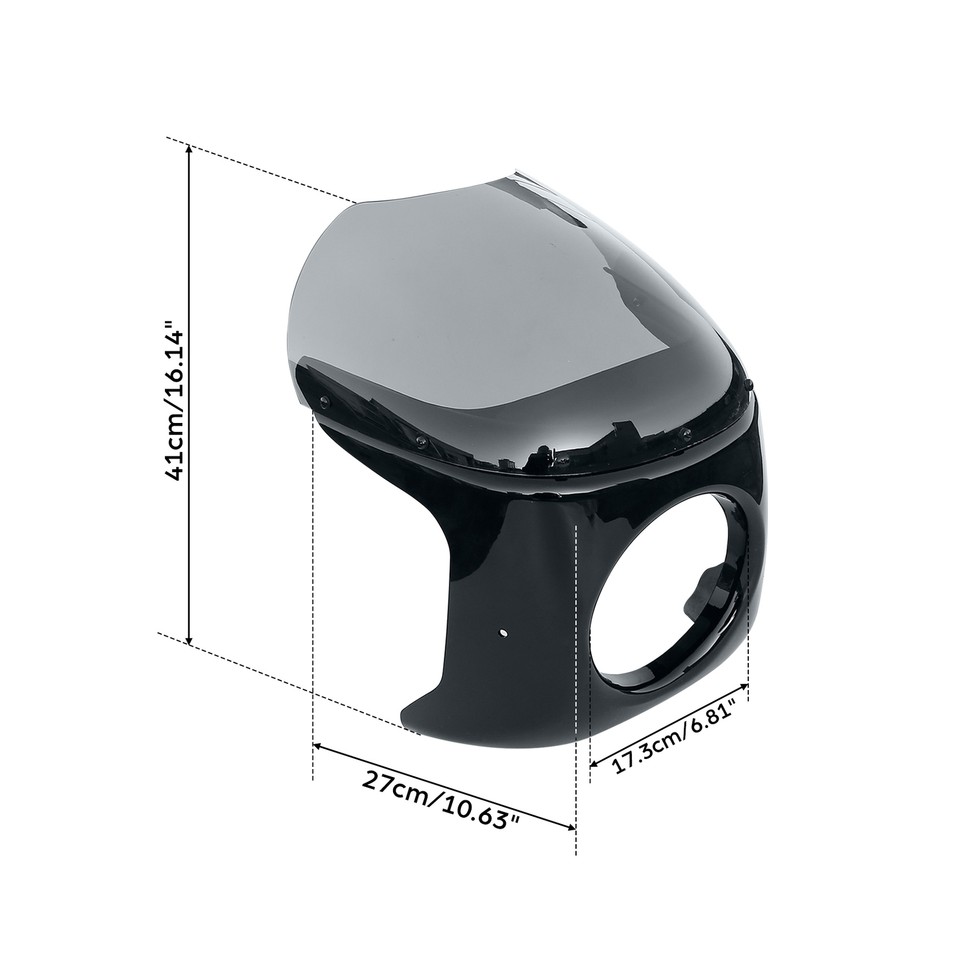 7" Round Headlight Lamp Fairing Windshield Windscreen Kit Universal ...