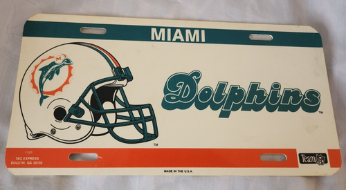 Miami Dolphins Plastic License Pate Tag Express Deluth, GA Made in USA ...