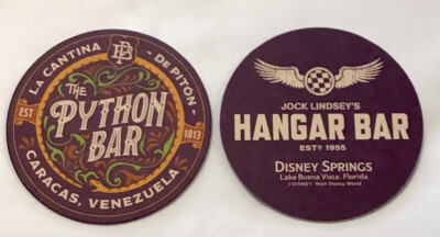New 2x Beer Coaster Jock Lindsey’s Hanger Python Bar Disney Springs New ...