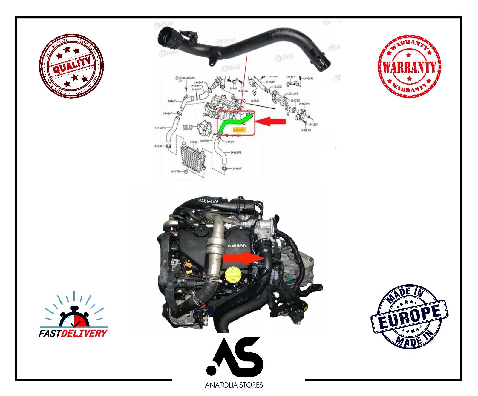 TURBO INTERCOOLER HOSE PIPE FOR NISSAN JUKE 1.5 DCI 144601FE0C ...