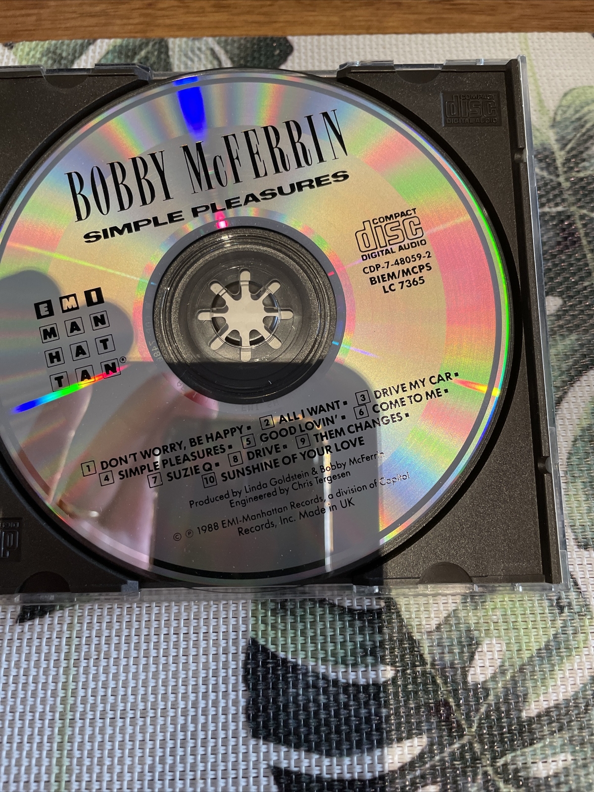 Bobby McFerrin, - Simple Pleasures CD disc Vgc 1988 original release Uk pressed 77774805926 ...