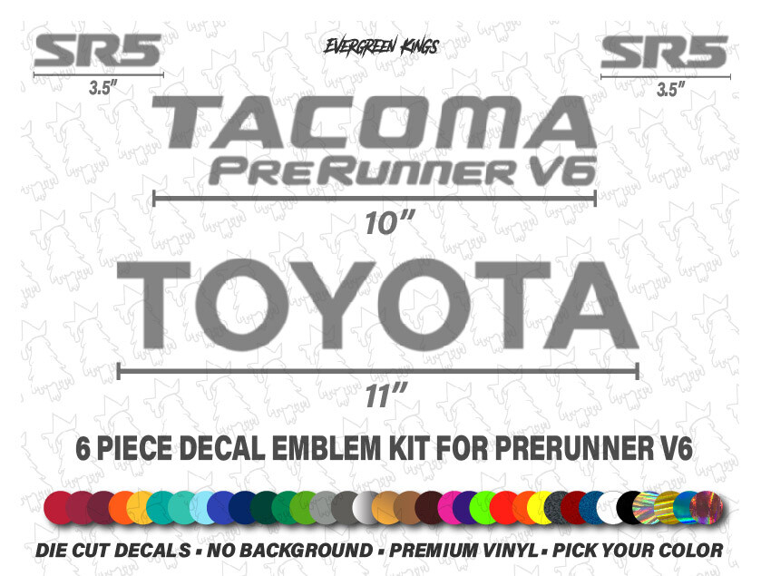 SR5 PRERUNNER V6 Tailgate DECAL KIT for TOYOTA TACOMA Sticker Graphic ...