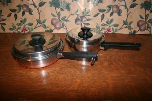 2-VINTAGE PRUDENTIAL WARE XTRA THICK COPPER BOTTOM+1 STAINLESS QUART ...