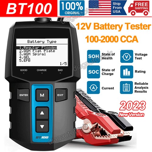 2023 BT100 12V Car Battery Tester Charging Cranking Test Analyzer 100 ...