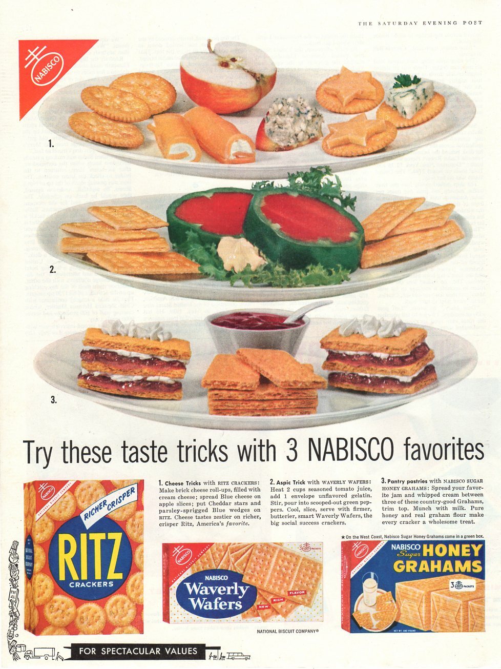 Vintage advertising print FOOD Nabisco RITZ Crackers Waverly Wafer ...