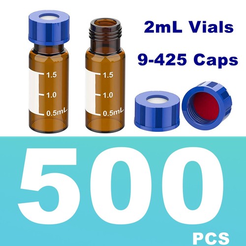500PCS Autosampler Vials 2mL HPLC/GC Bottle Writing Area&Graduations ...