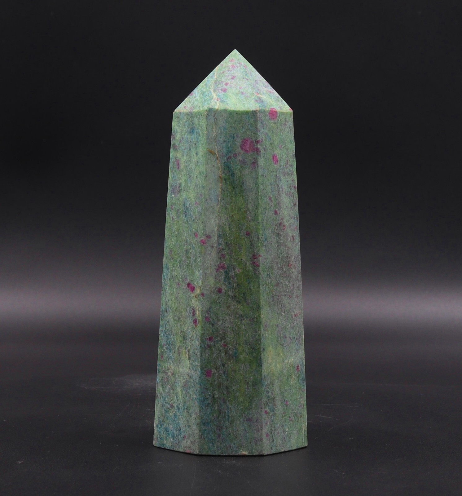 140MM Pink Ruby In Fuchsite Tower Crystal Healing Gemstone 8 Faceted ...