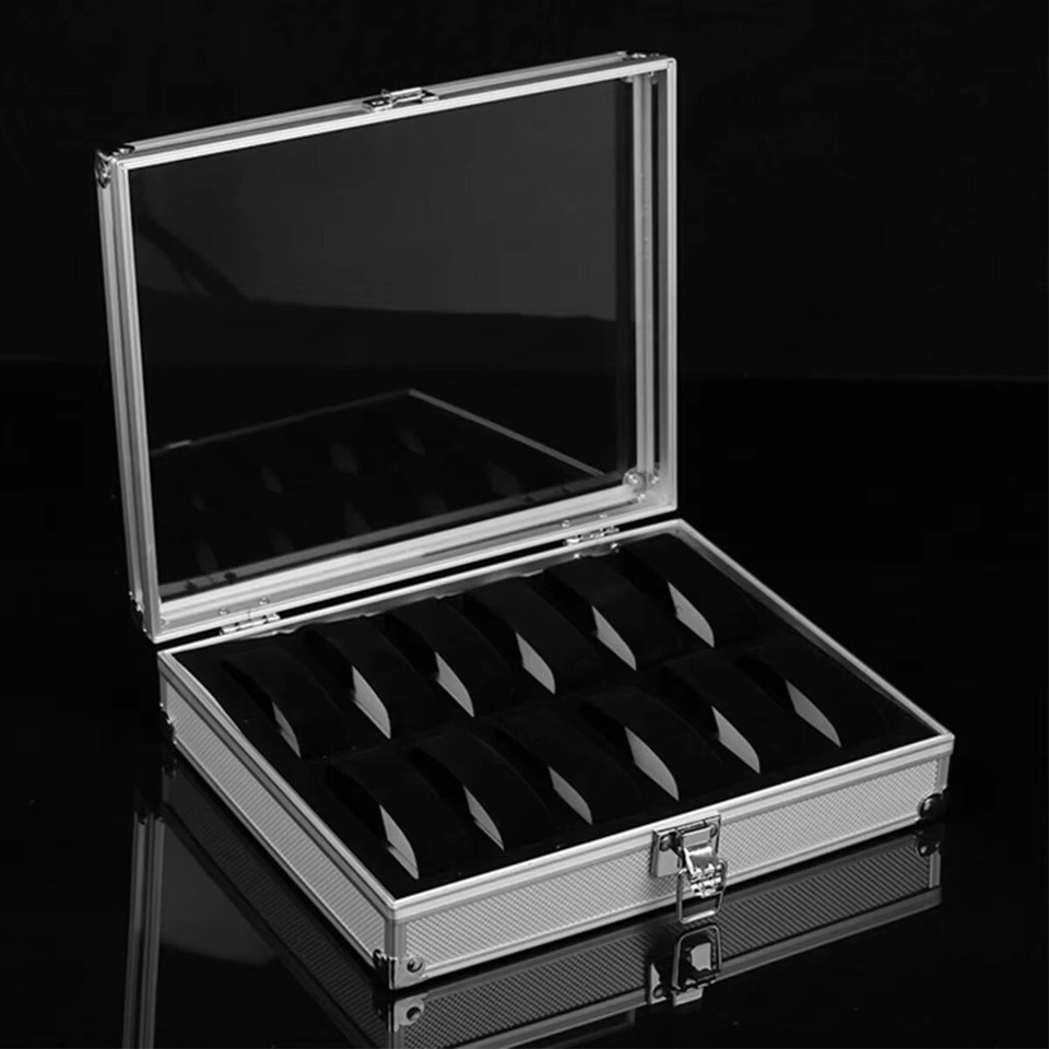 Aluminum Watches Box 12/6 Grid Slots Watches Display Storage Box Square ...
