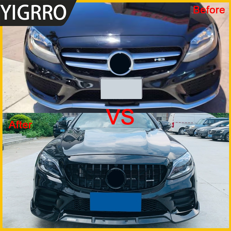 Front Bumper Lip For 2015-2018 Mercedes Benz W205 C-Class AMG Sport ...