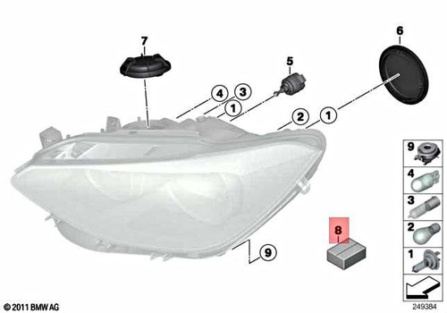 Genuine BMW F07 F10 F11 F18 F20 F21 Headlight Repair Kit OEM ...