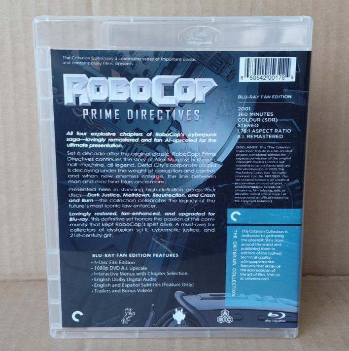 RoboCop Prime Directives Series Criterion Custom Cover Art Set Blu-ray ...