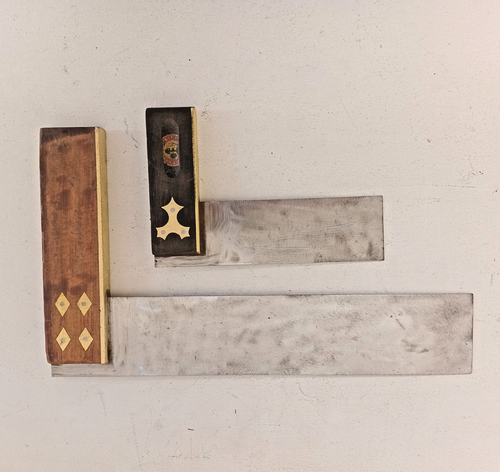 2 Vintage carpenters set squares hardwood, ebony and brass | eBay UK