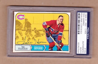 Ted Harris signed 1968-69 OPC graded card #162-Montreal Caadiens PSA ...