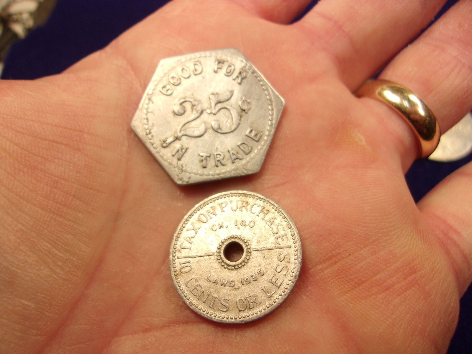 #19 of 34, COOL LOT OF 5 VTG ANTIQUE ALUMINUM TOKENS, 2 OTTAWA, IL ...