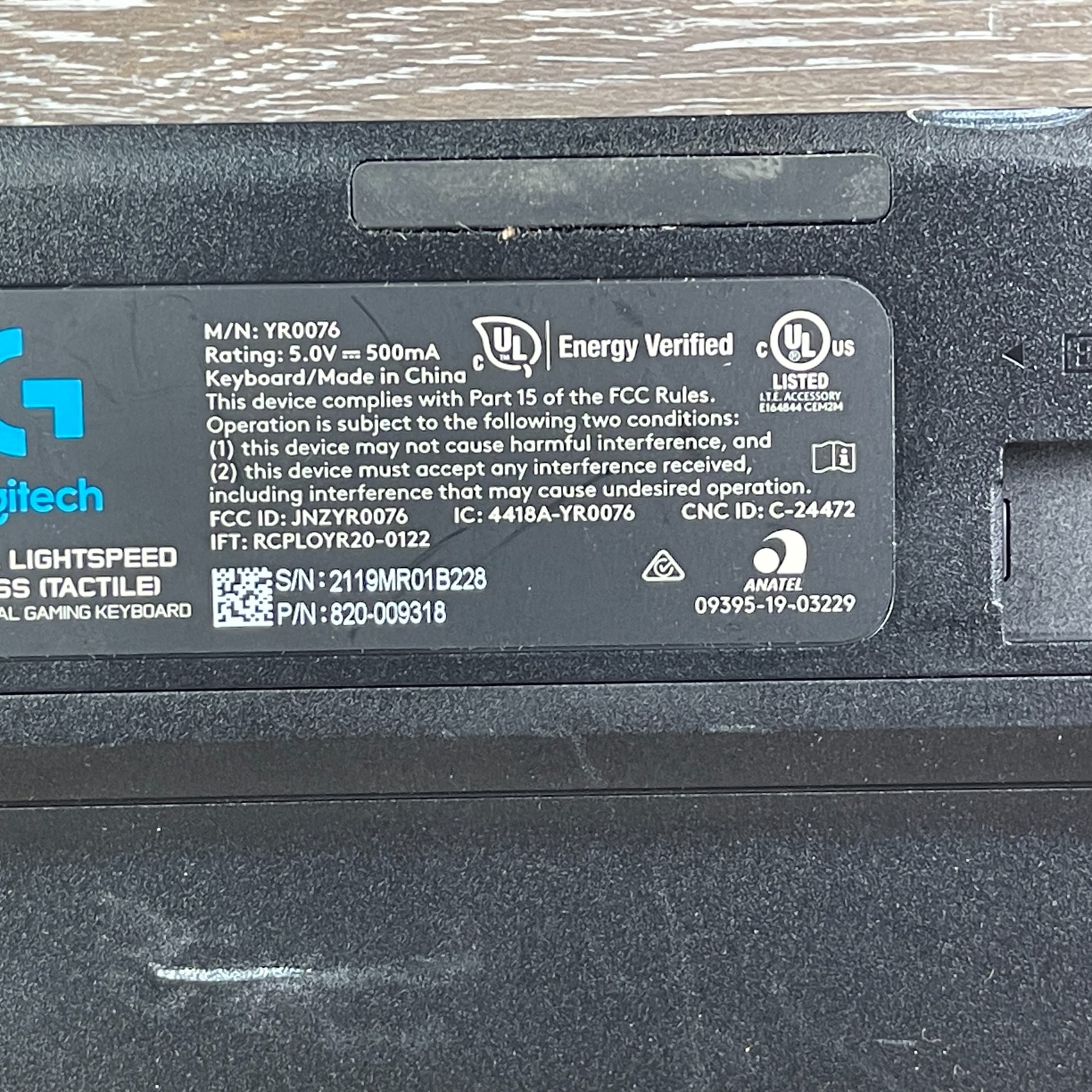 Logitech Yr0076 Black Wireless Illuminated 500mA RGB Mechanical Gaming ...