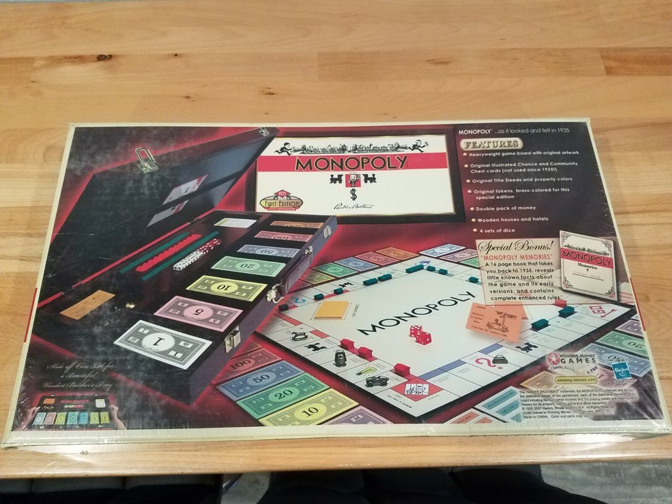 Rare Monopoly 1935 Deluxe First Edition Classic Reproduction w/ Wood ...