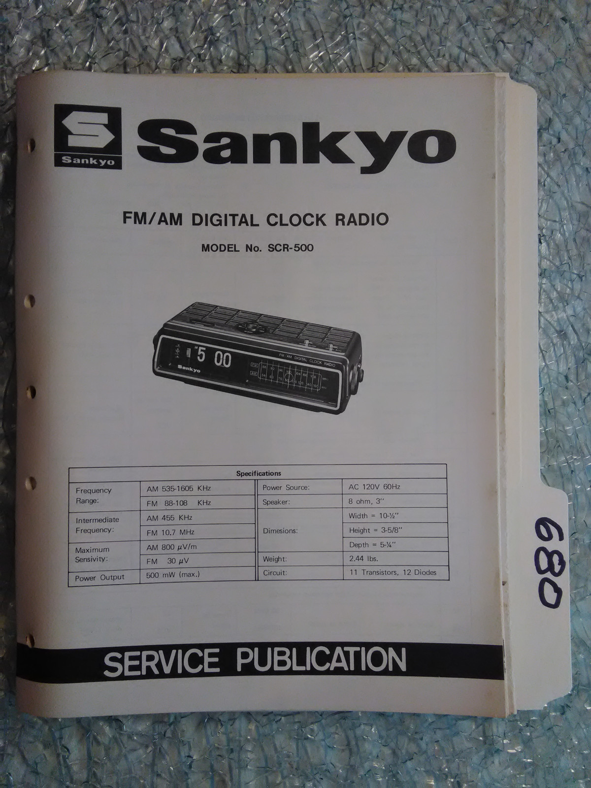 Sankyo scr-500 service manual original repair book am/fm digital clock ...