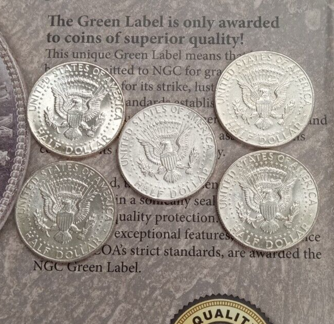Silver Kennedy Half Dollars 90% Silver 5 Coins TP-6611 | eBay