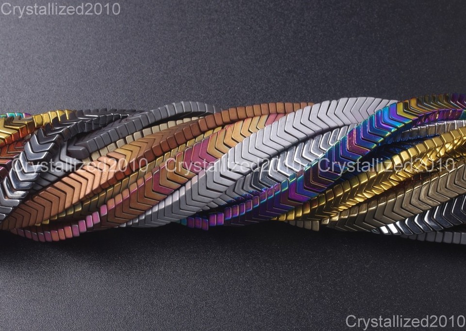 Natural Hematite Gemstone V Shape Arrowheaded Spacer Beads Metallic ...