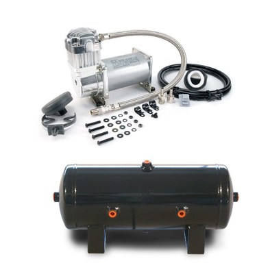 Viair 380C Single Air Compressor W/ 2 Gallon Air Tank Helper, Load ...