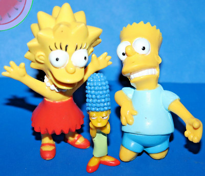 Lot 3 Vintage 1990 The SIMPSONS Action Figures MARGE BART & LISA Rubber ...