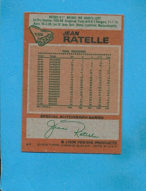 1978-79 TOPPS #155 JEAN RATELLE BRUINS NM-MINT | eBay