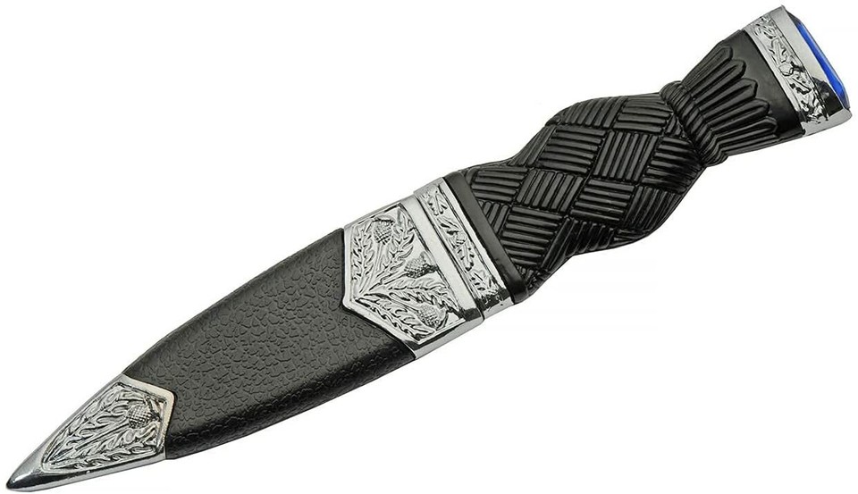 Celtic Scottish Sgian Skean Dubh Dirk Dagger 7" Knife w/ Blue Jewel ...
