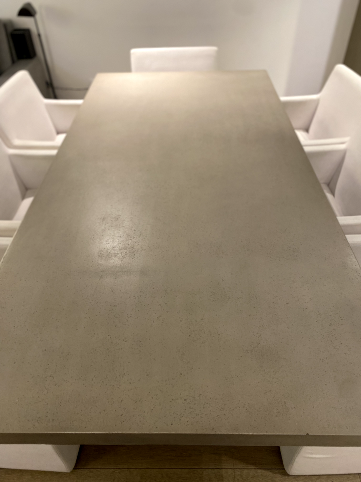 84" RESTORATION HARDWARE FRENCH BEAM CONCRETE & TEAK RECTANGULAR DINING TABLE | eBay