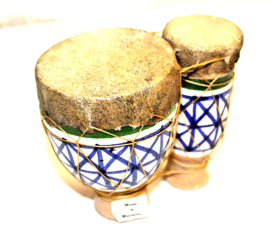 MINIATURE Drum Moroccan Authentic Bongos Handmade Percussion INSTRUMENT ...