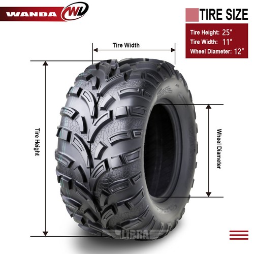 2 New WANDA ATV UTV Tires 25x11-12 25x11.00-12 25x11x12 P373 6PR 10253 ...