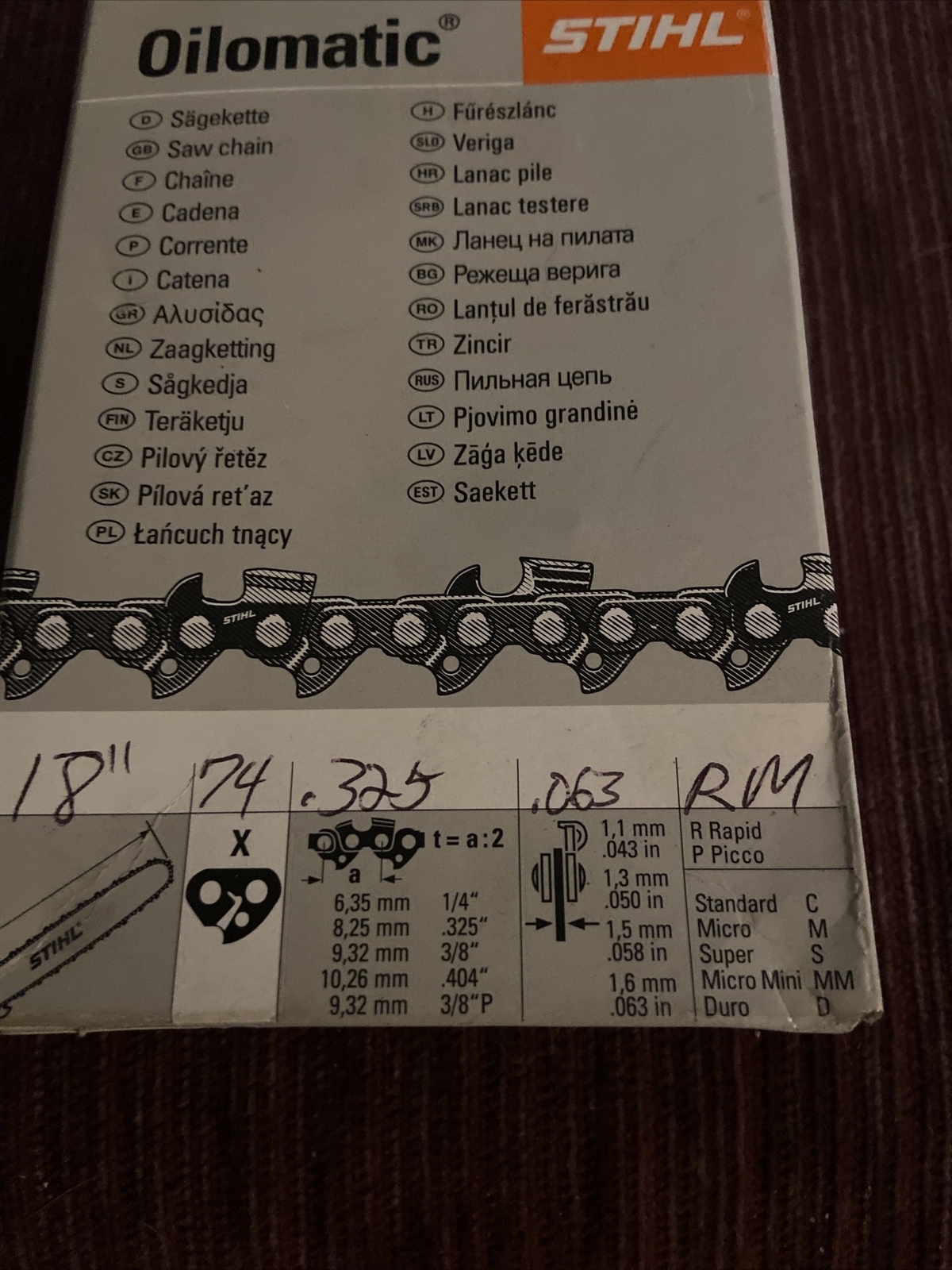 stihl chainsaw chain 18 inch .325 .063. Rm | eBay