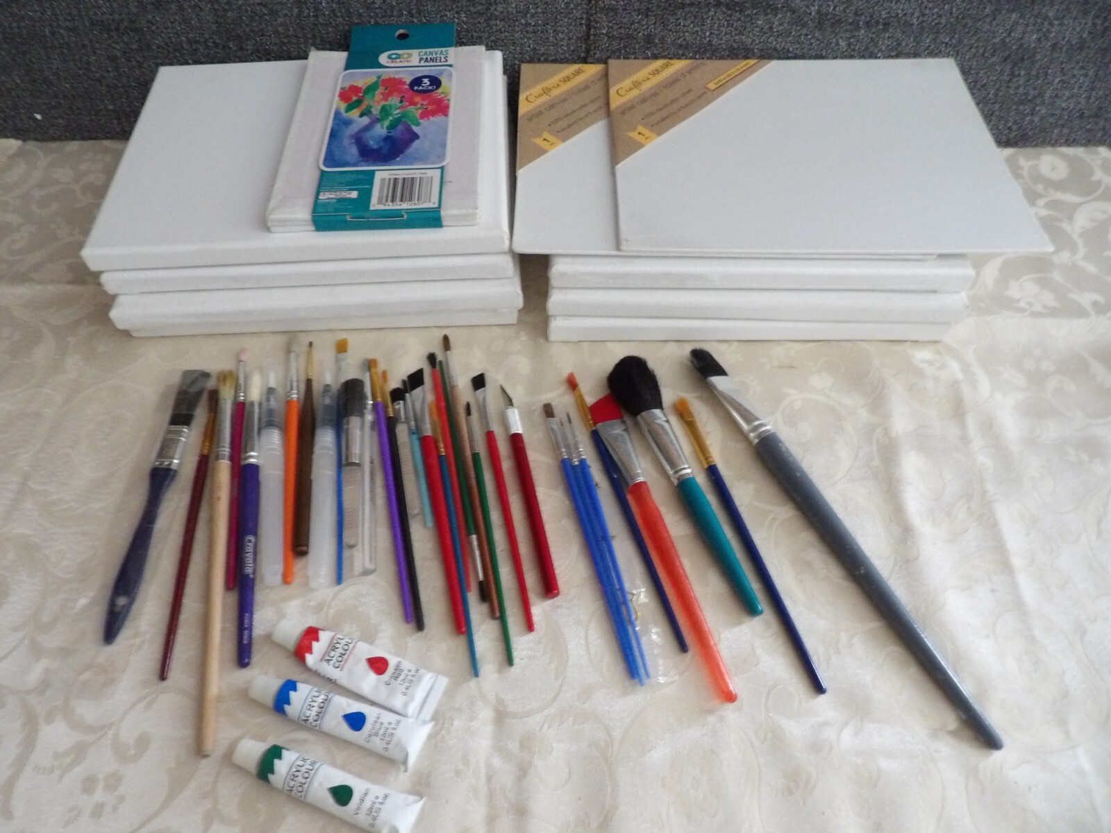 art painting supply lot 12 xcanvas 31 xbrush 3x paint tube 1x scalpel ...