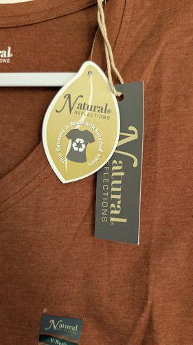 Natural Reflections Womens Top Size Medium Brown Carmel Long Sleeve V ...