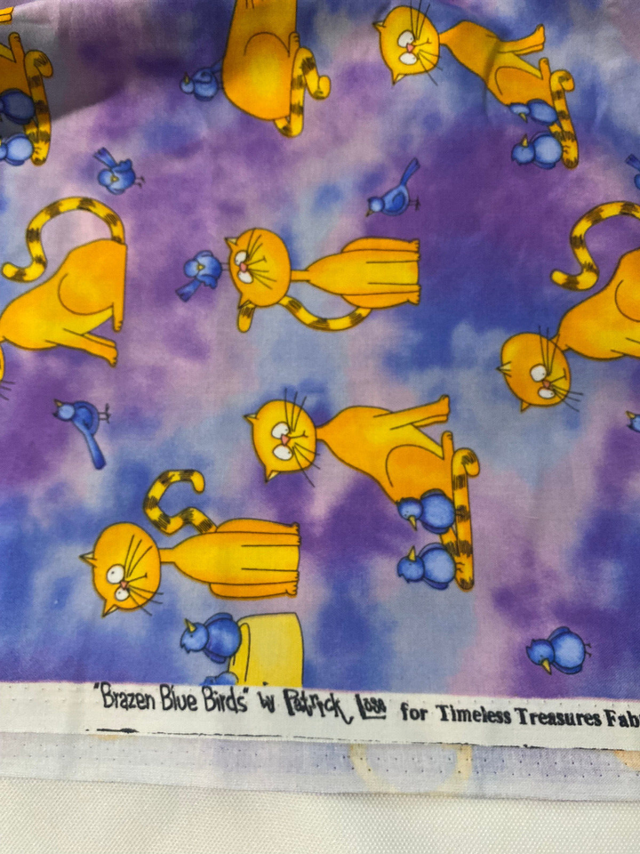 Brazen blue birds cotton print fabric by Patrick Lose 1 yd 15" x43" | eBay