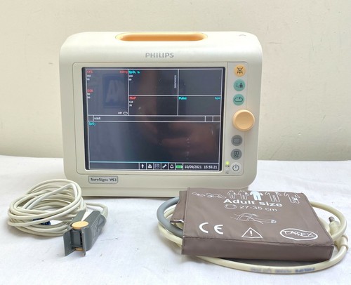 PHILIPS VS3 VITAL SIGNS PATIENT MONITOR & SpO2 SENSOR & NIBP CUFF | eBay