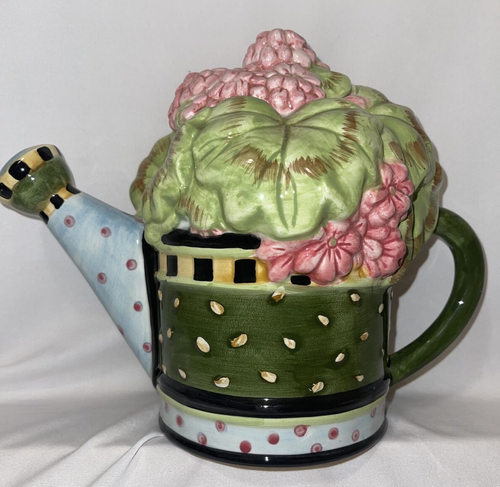 TEAPOT Tea Pots Sakura Debbie Mumm Spring Boquet Ceramic 8" t x 9 ...