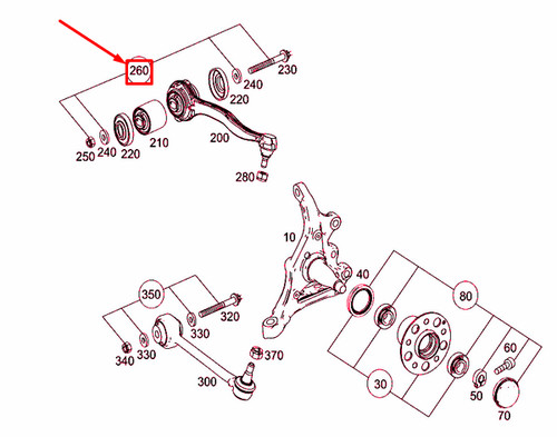 NEW MB E C207 STEERING KNUCKLE UPPER CONTROL ARM REPAIR KIT A0003330971 ...