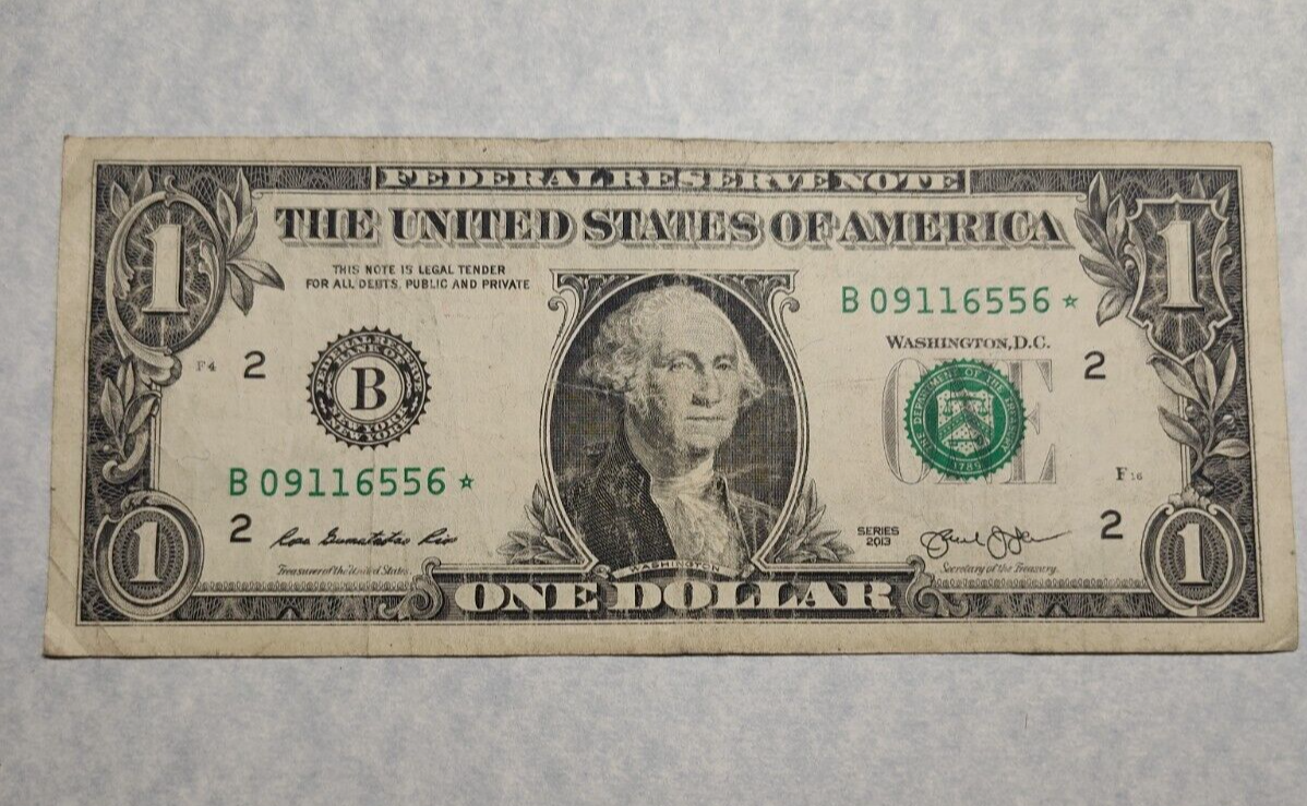 2013 $1 Federal Reserve Note Project 2013B Star note* Duplicate Serial ...