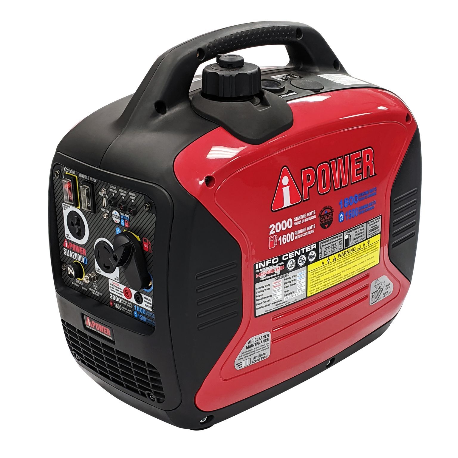 2000 Watt Dual Fuel Gasoline Propane Inverter Generator Recoil Start ...